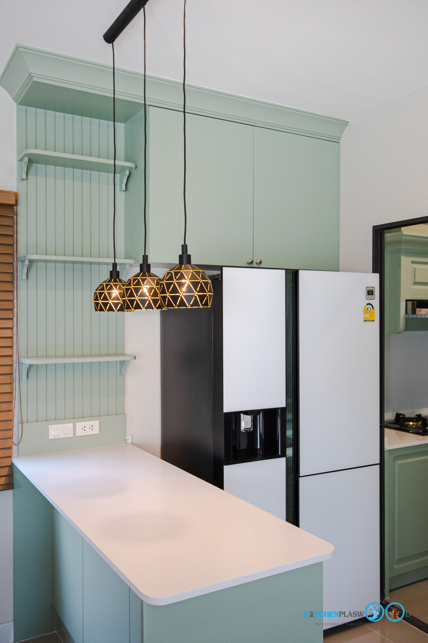 ชุดครัวสไตล์คลาสสิค I-Shape Pastel Green Tone • KITCHENFORM