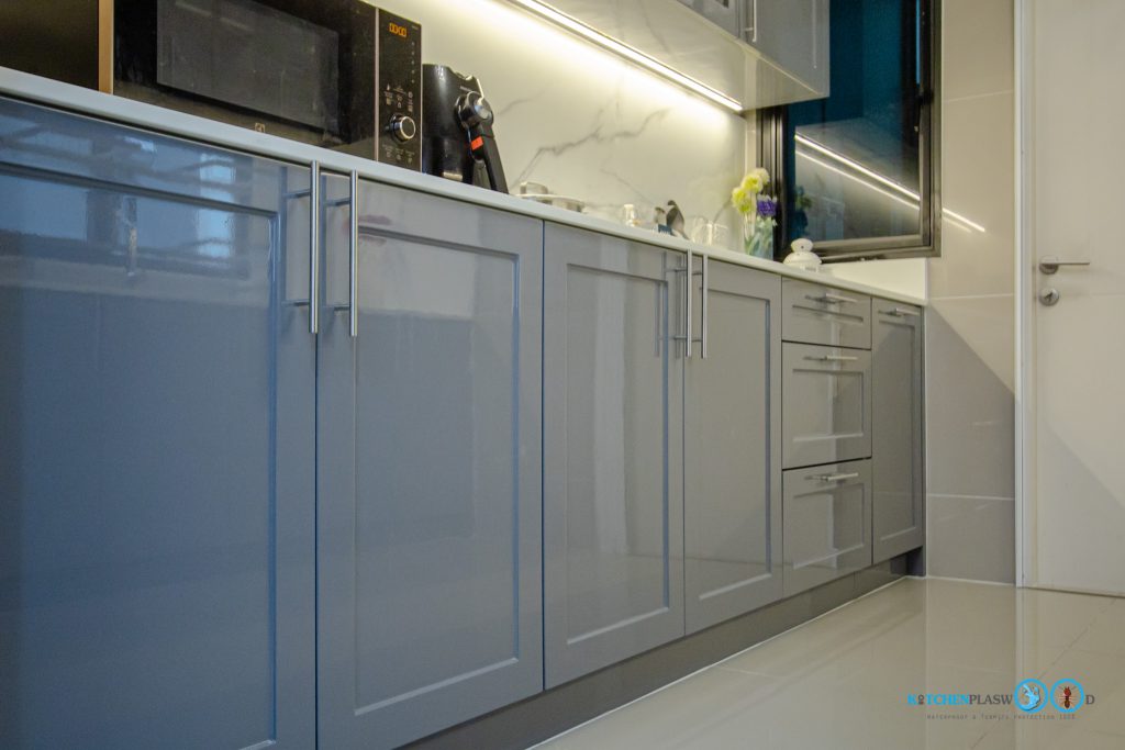 ชุดครัวตัวไอ Membrane High Gloss Grey สวย เงา วาวอย่างกับกระจก ...